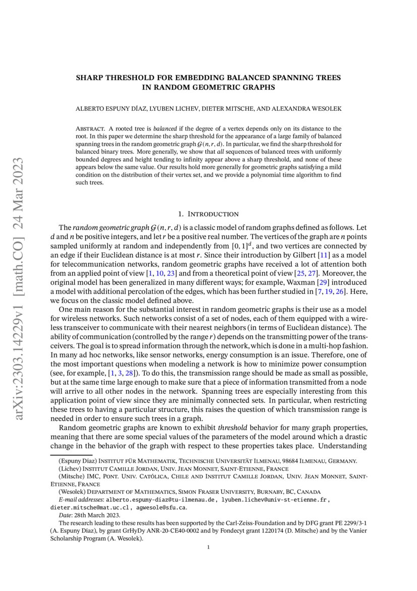 Sharp Threshold For Embedding Balanced Spanning Trees In Random Geometric Graphs Deepai
