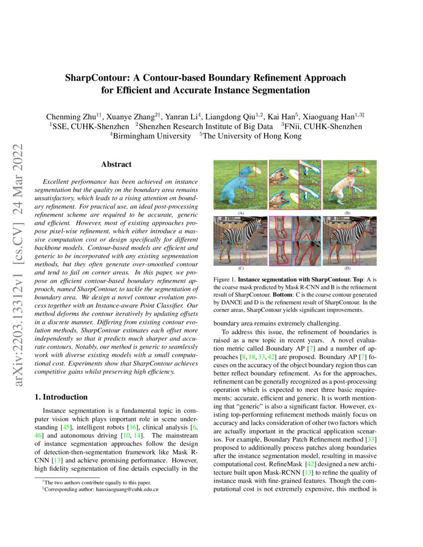 SharpContour: A Contour-based Boundary Refinement Approach for Efficient and Accurate Instance ...