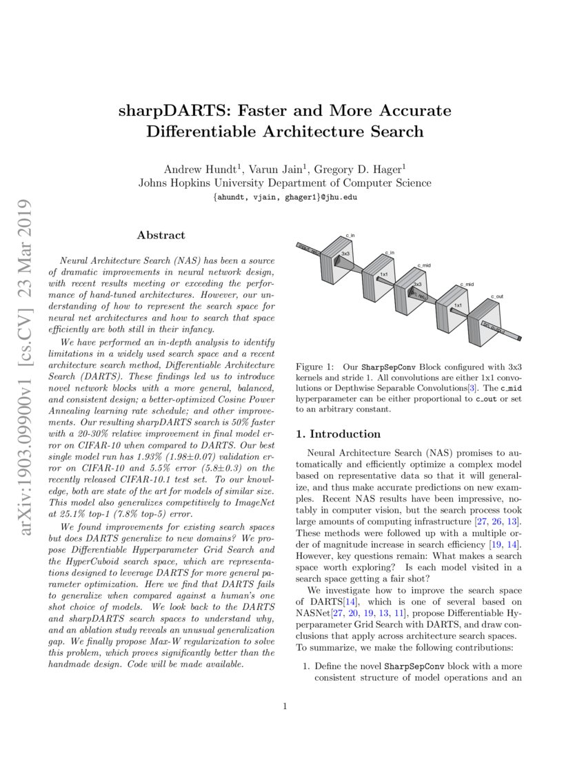 sharpDARTS: Faster and More Accurate Differentiable Architecture Search ...