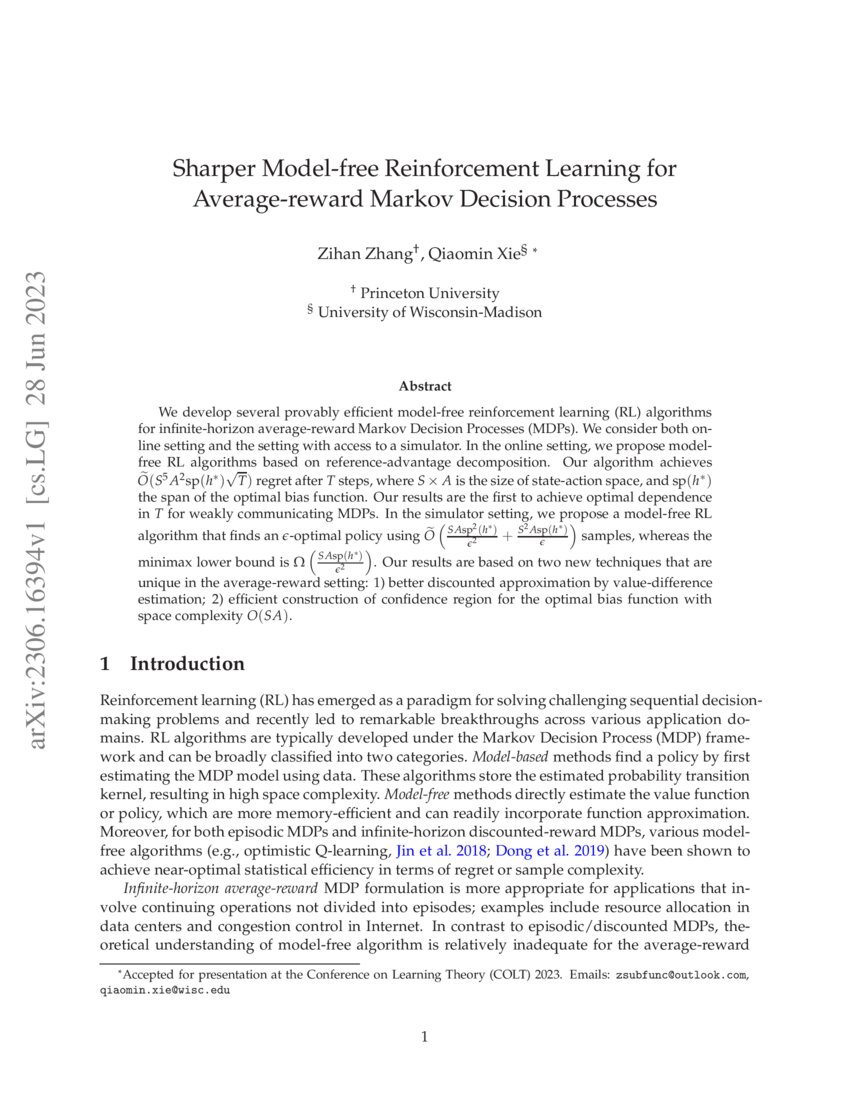 Sharper Model Free Reinforcement Learning For Average Reward Markov Decision Processes Deepai