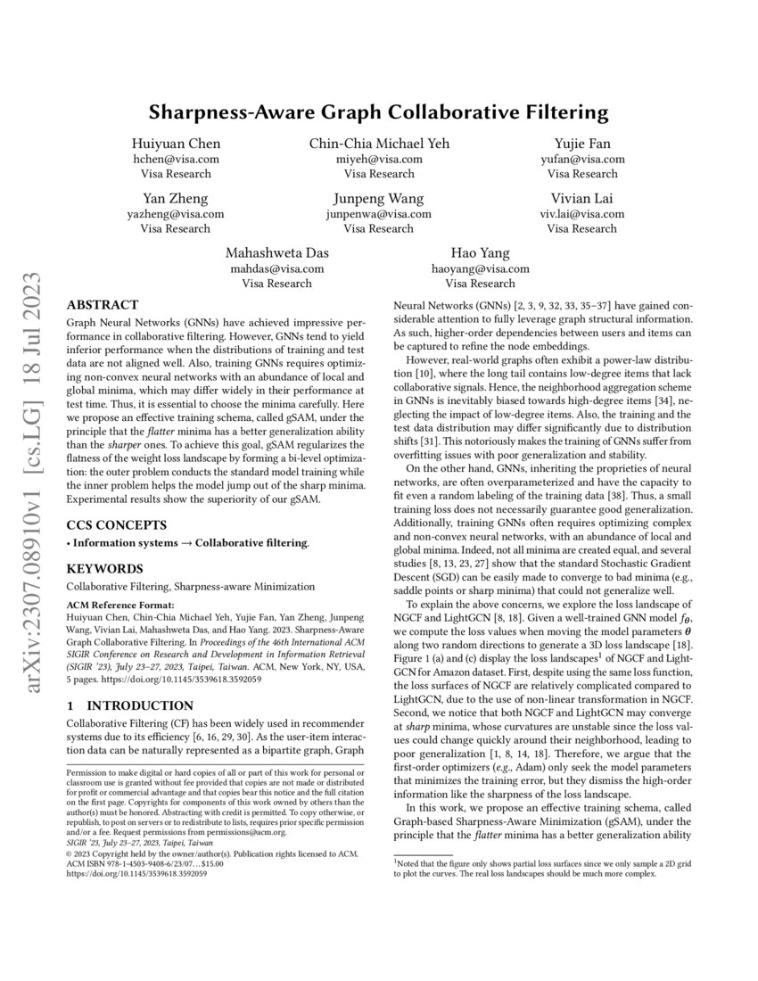 Sharpness Aware Graph Collaborative Filtering Deepai