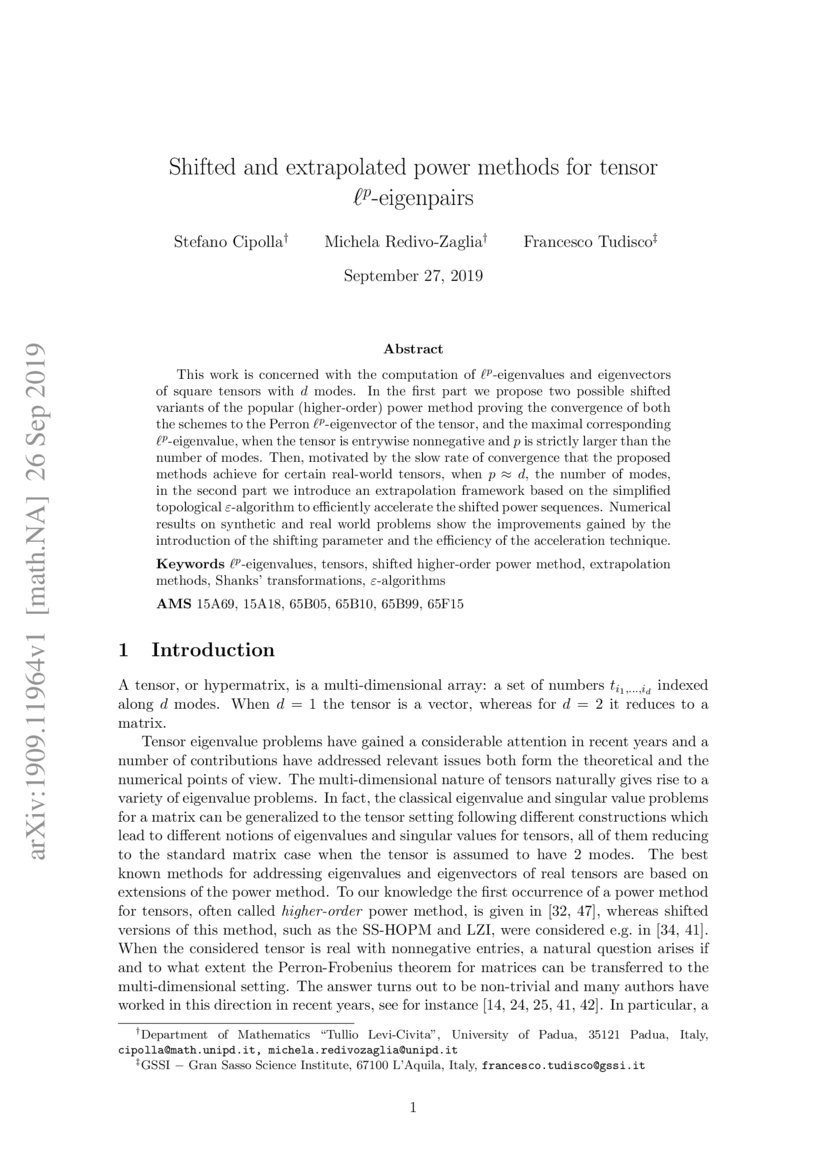 Shifted and extrapolated power methods for tensor ℓ^p-eigenpairs | DeepAI