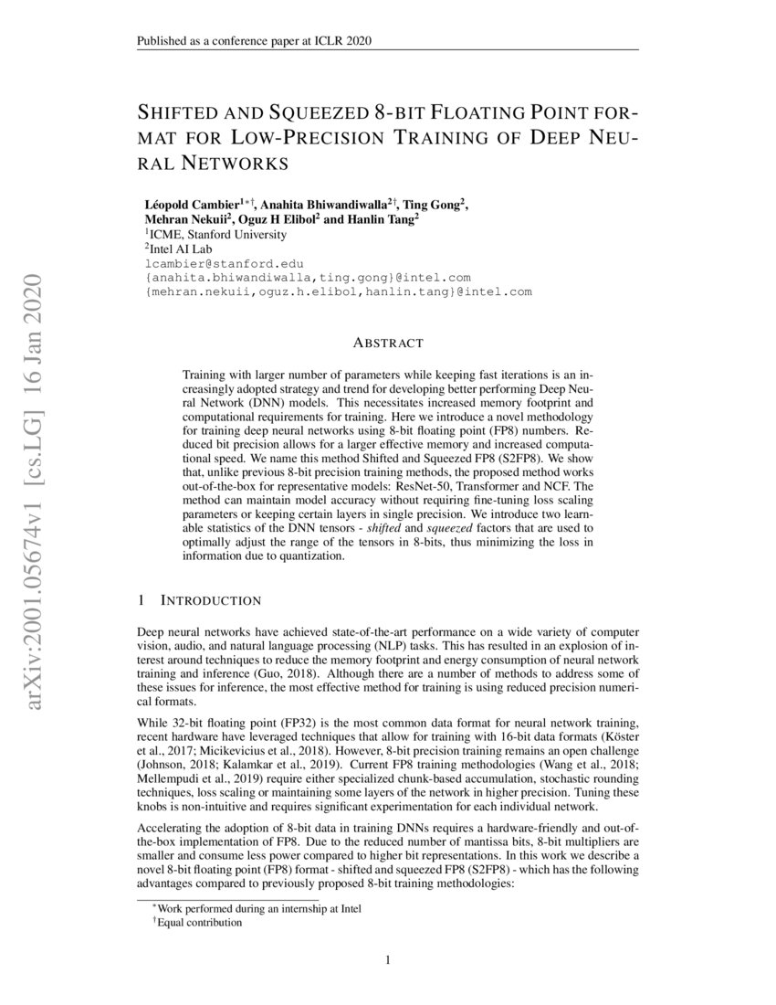 Shifted and Squeezed 8-bit Floating Point format for Low-Precision Training of Deep Neural ...
