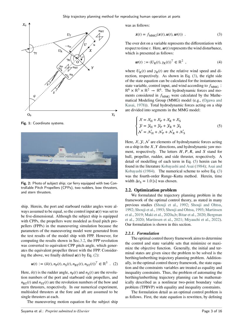 Ship trajectory planning method for reproducing human operation at ...