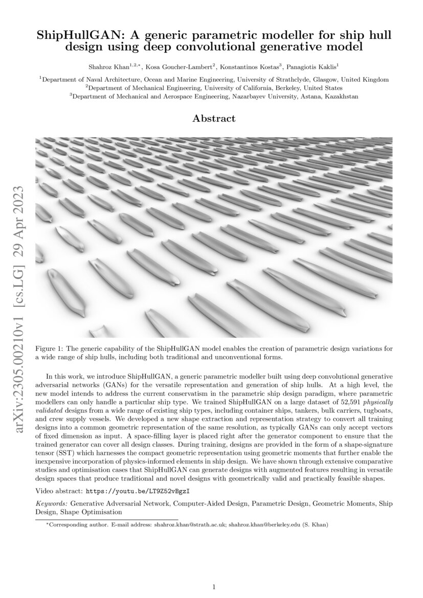 Shiphullgan A Generic Parametric Modeller For Ship Hull Design Using Deep Convolutional
