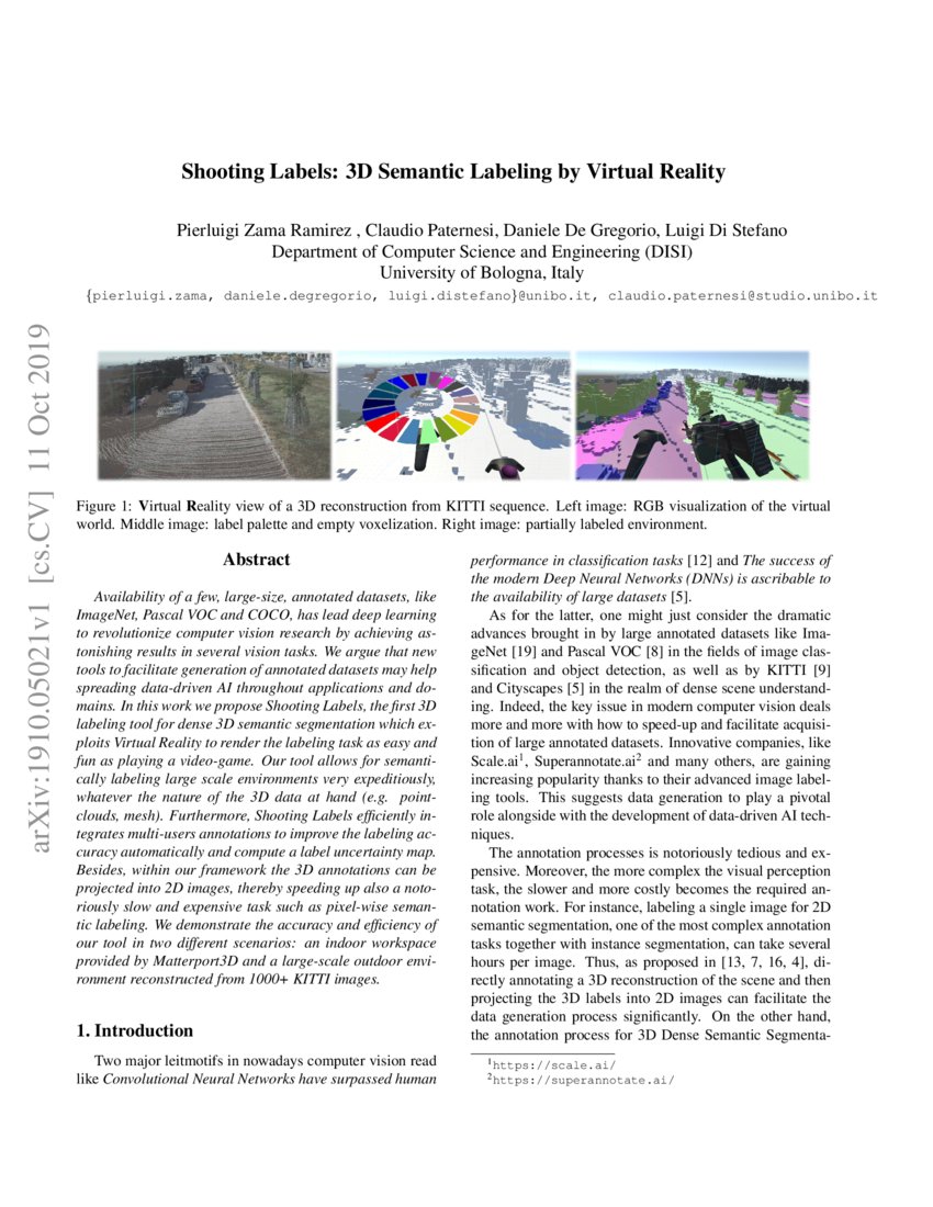 Shooting Labels: 3D Semantic Labeling by Virtual Reality | DeepAI