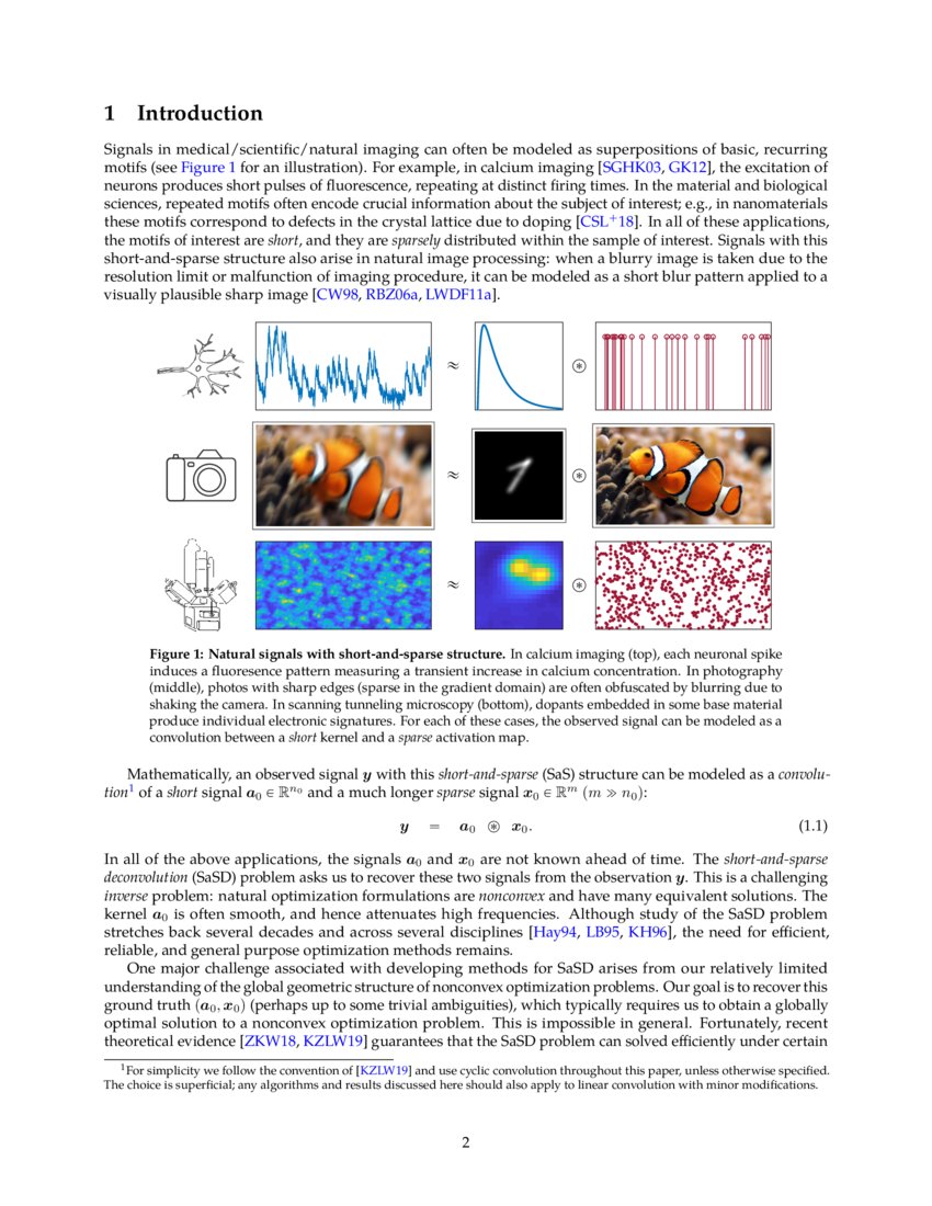 Short And Sparse Deconvolution A Geometric Approach Deepai