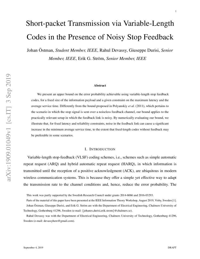 Short-packet Transmission via Variable-Length Codes in the Presence of Noisy Stop Feedback | DeepAI