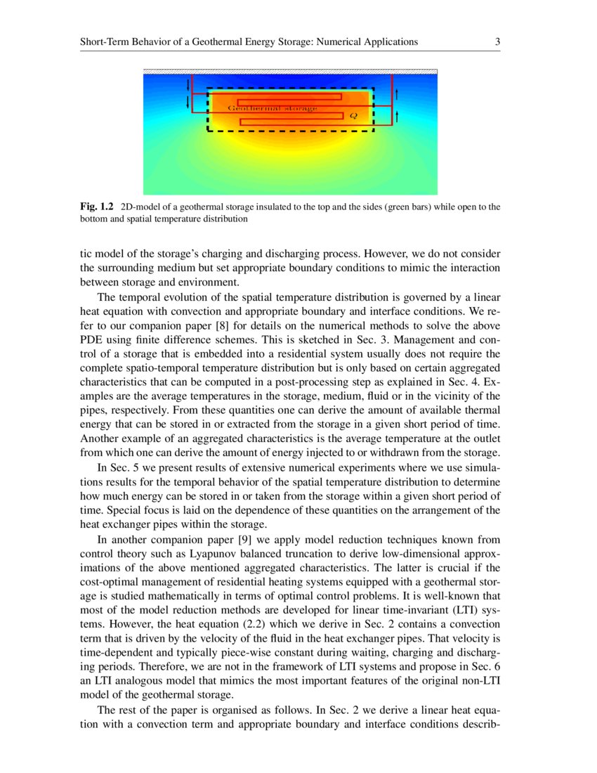 Short-Term Behavior of a Geothermal Energy Storage: Numerical Applications | DeepAI