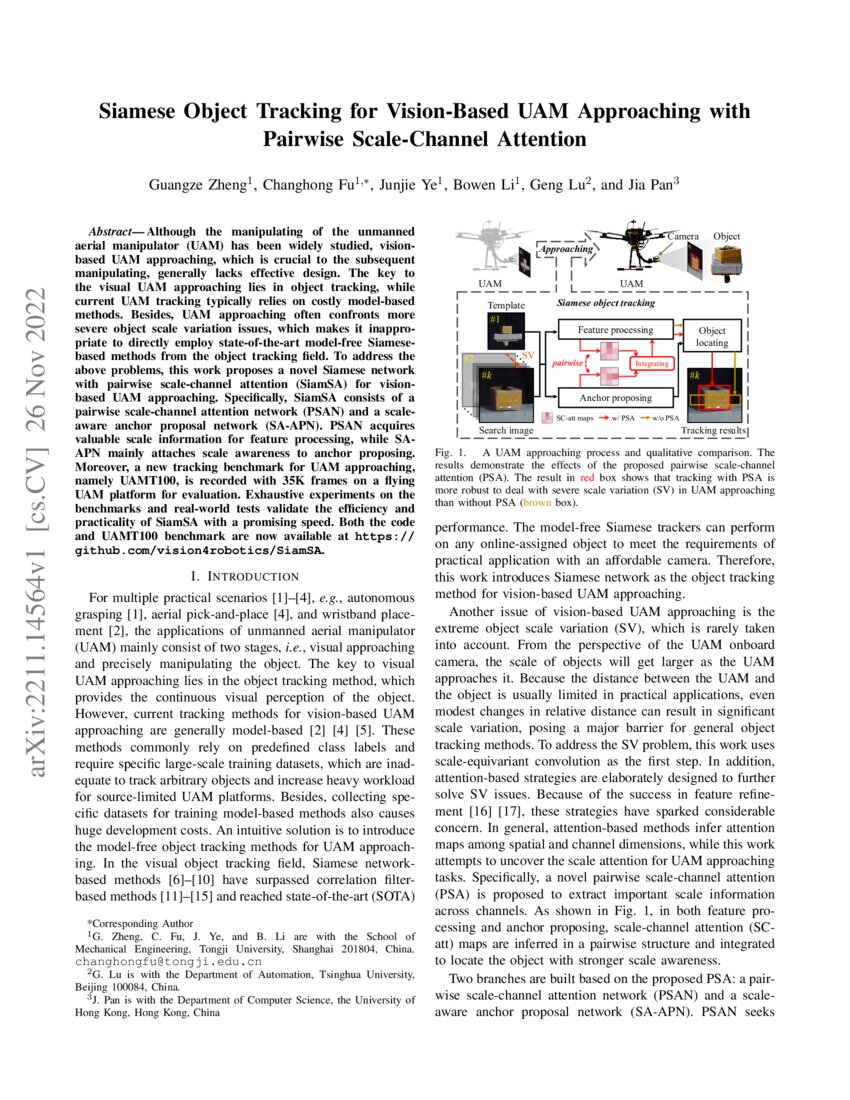 Siamese Object Tracking for Vision-Based UAM Approaching with Pairwise Scale-Channel Attention ...