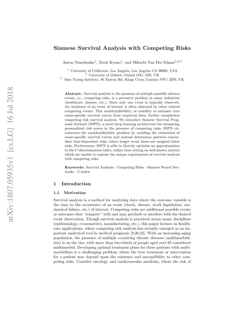 Siamese Survival Analysis with Competing Risks | DeepAI