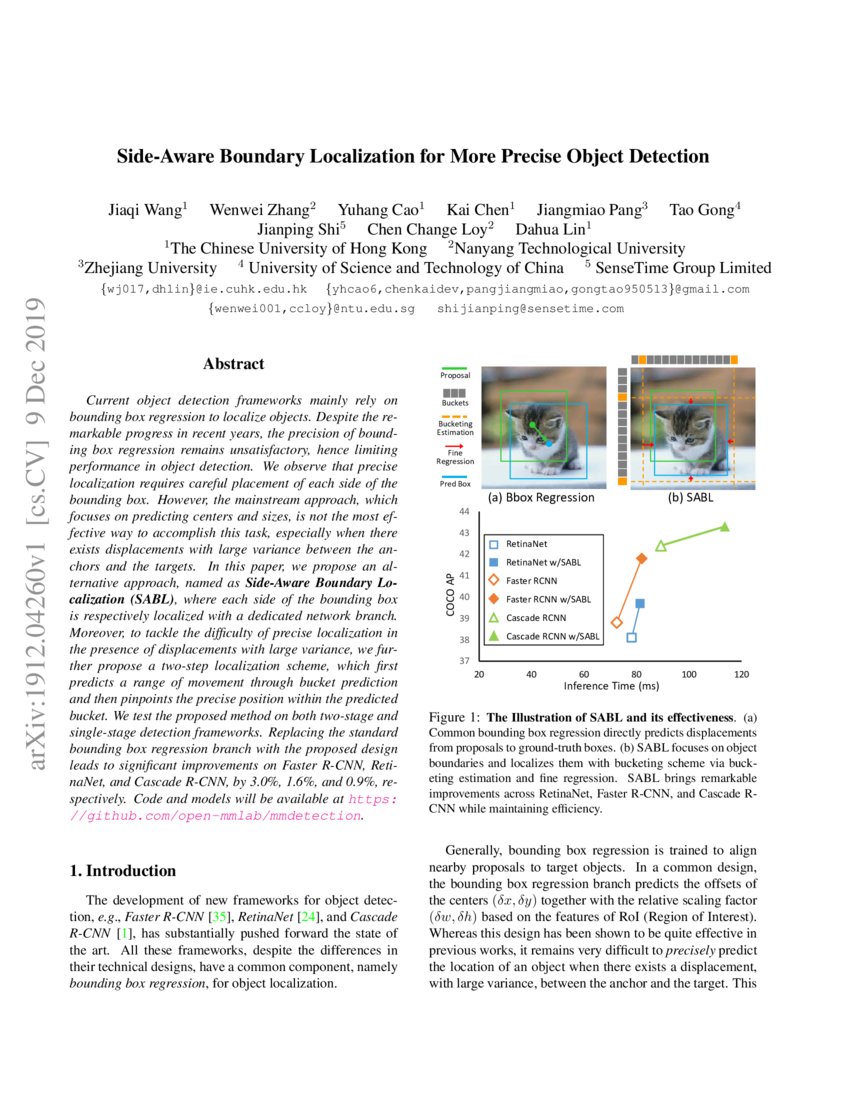 Side Aware Boundary Localization For More Precise Object Detection Deepai