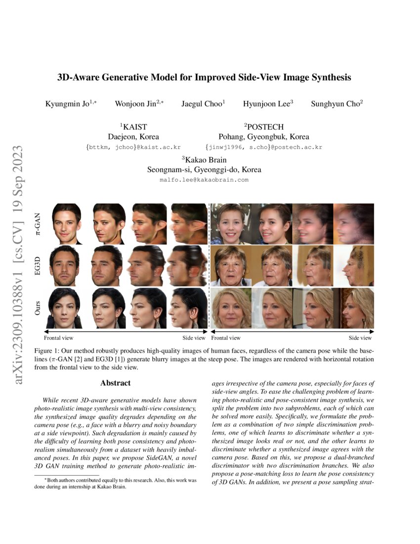 SideGAN: 3D-Aware Generative Model for Improved Side-View Image ...