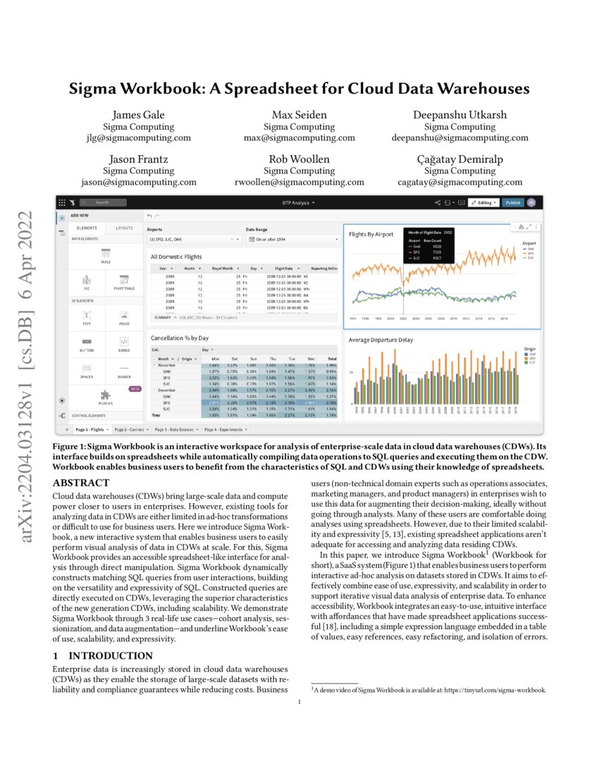 Sigma Workbook: A Spreadsheet for Cloud Data Warehouses | DeepAI