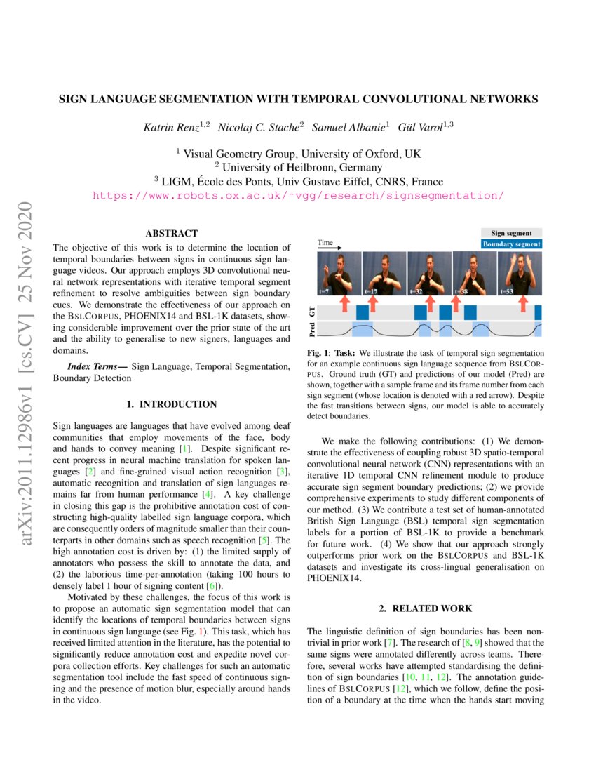 Sign language segmentation with temporal convolutional networks | DeepAI