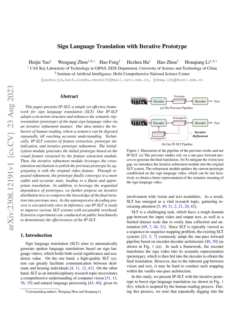 Sign Language Translation with Iterative Prototype | DeepAI
