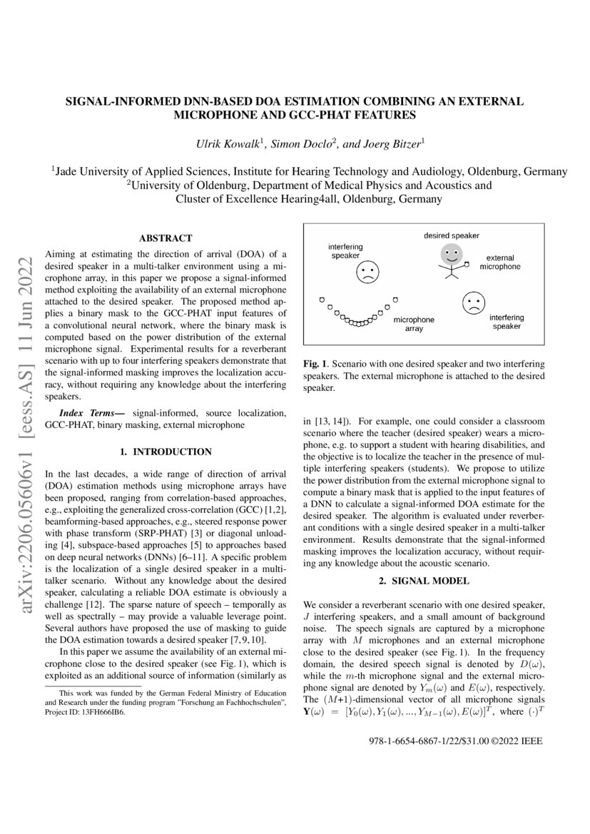 Signal-informed DNN-based DOA Estimation combining an External Microphone and GCC-PHAT Features ...