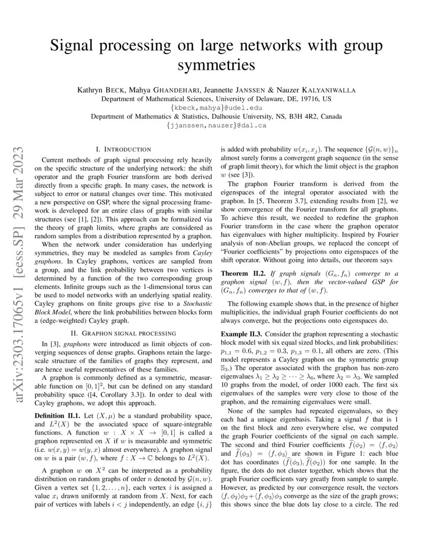 Signal processing on large networks with group symmetries | DeepAI