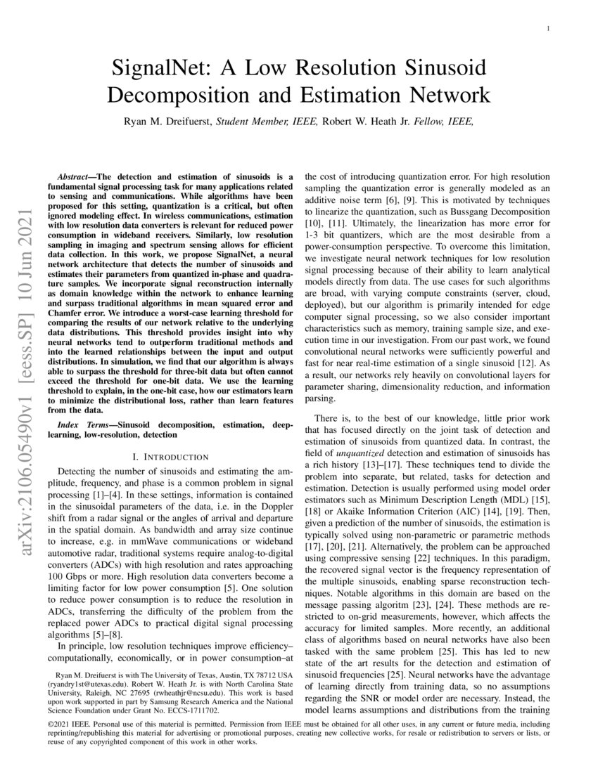 SignalNet: A Low Resolution Sinusoid Decomposition and Estimation Network | DeepAI
