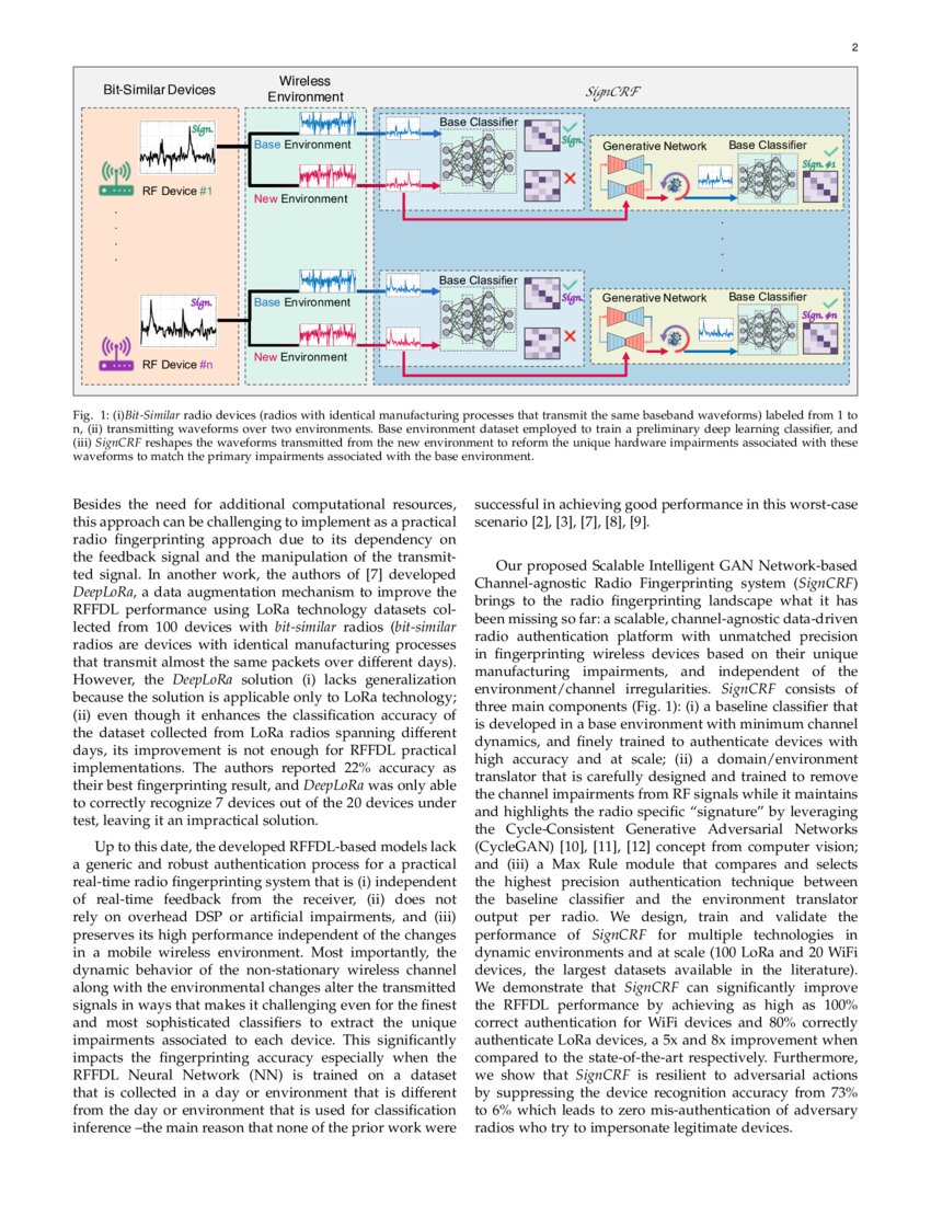 SignCRF: Scalable Channel-agnostic Data-driven Radio Authentication System | DeepAI