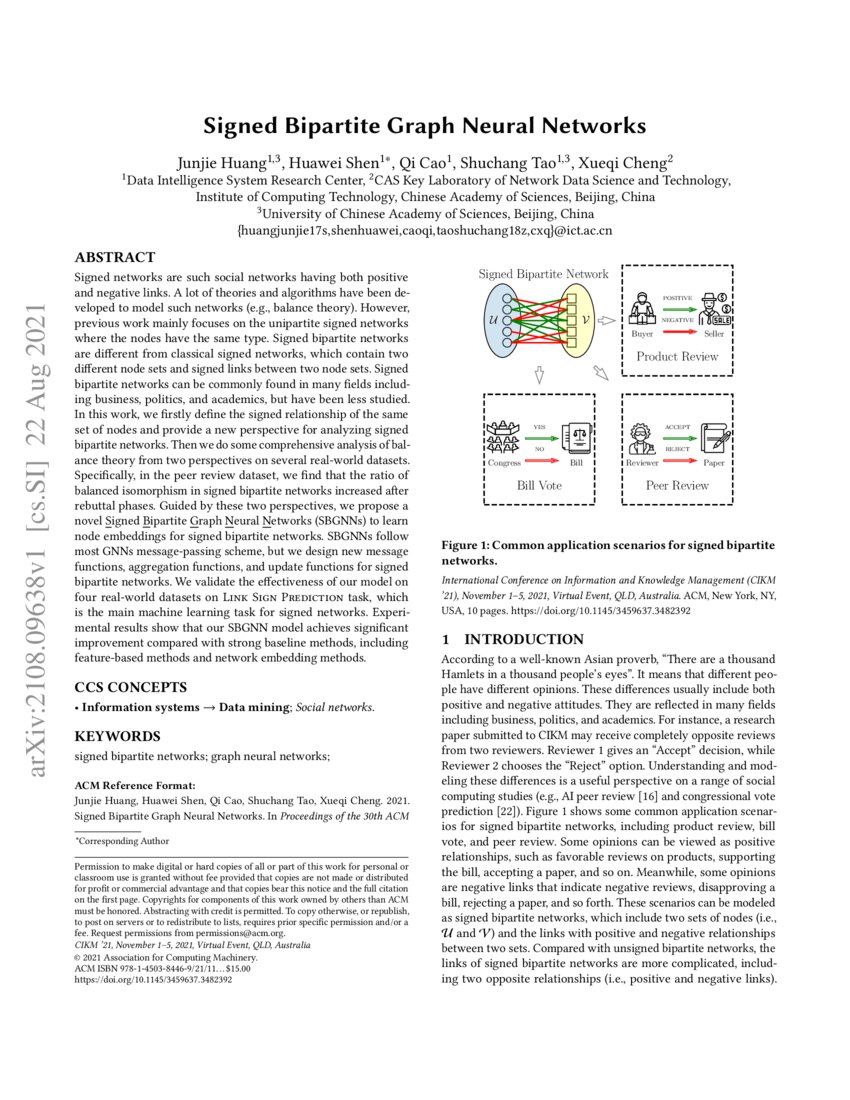 Signed Bipartite Graph Neural Networks Deepai