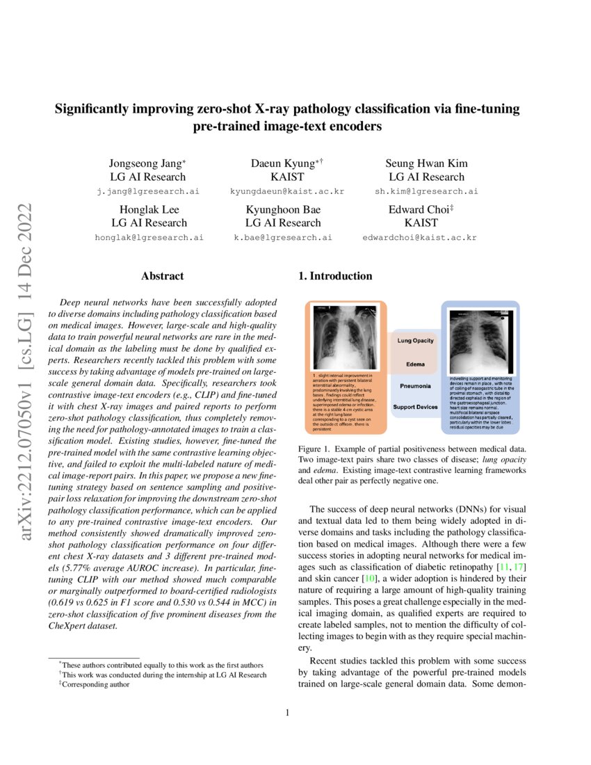 Significantly improving zero-shot X-ray pathology classification via ... Significantly improving zero-shot X-ray pathology classification via ...
