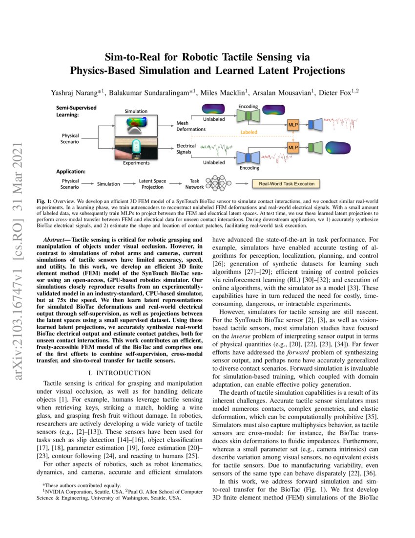 Sim To Real For Robotic Tactile Sensing Via Physics Based Simulation And Learned Latent