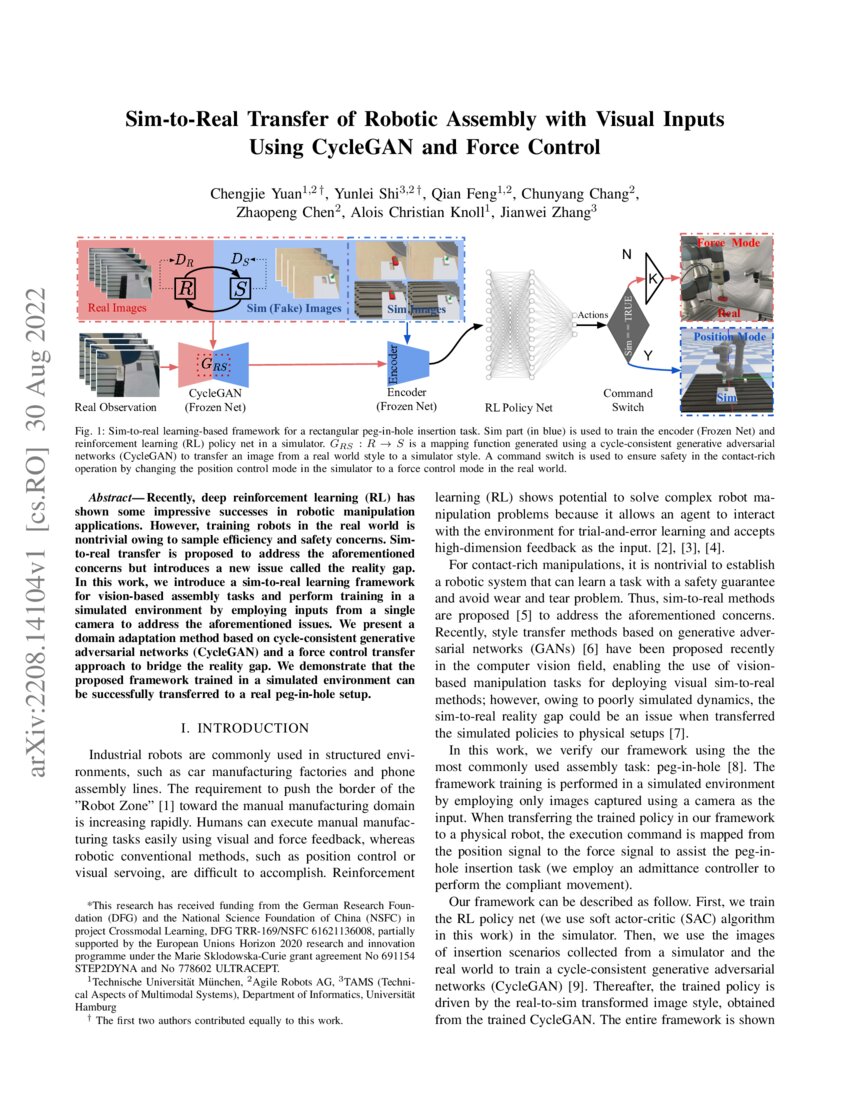 Sim-to-Real Transfer of Robotic Assembly with Visual Inputs Using ... Sim-to-Real Transfer of Robotic Assembly with Visual Inputs Using ...