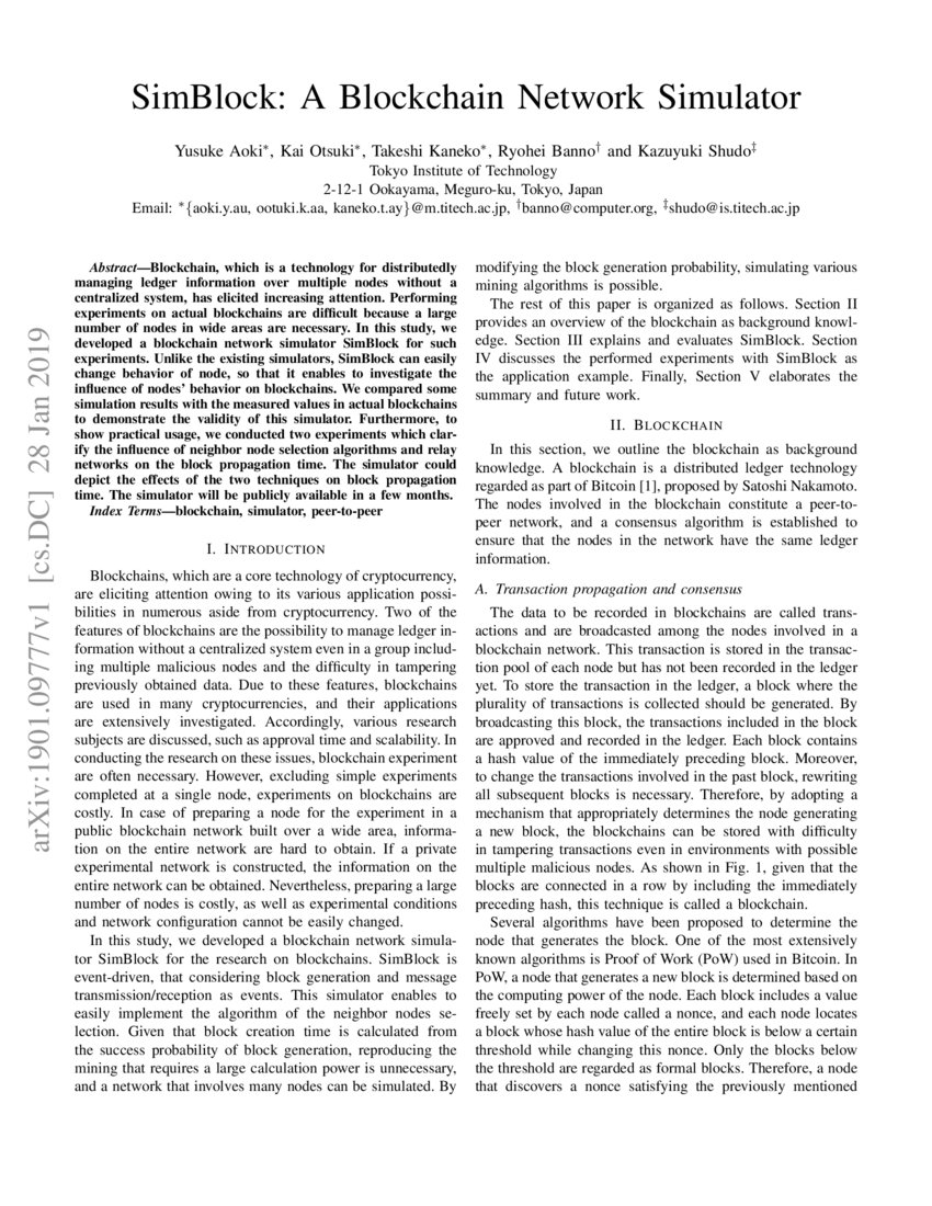 SimBlock: A Blockchain Network Simulator | DeepAI