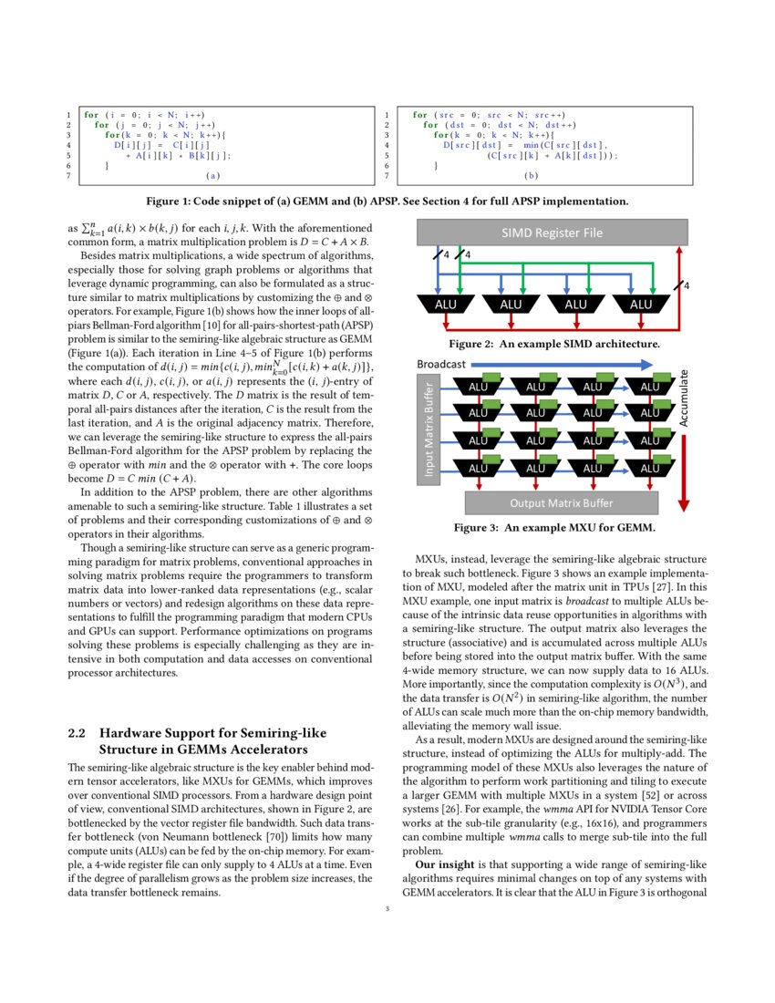 Simd2 A Generalized Matrix Instruction Set For Accelerating Tensor Computation Beyond Gemm