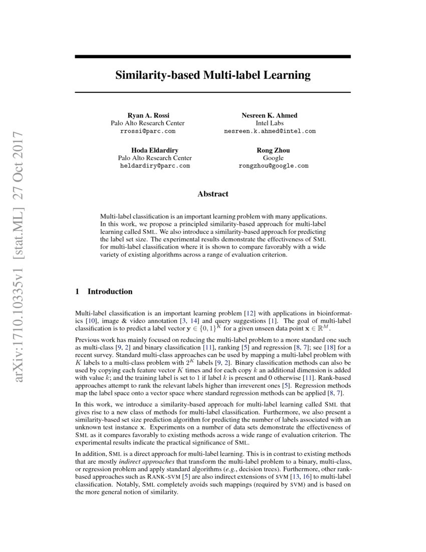 Similarity-based Multi-label Learning | DeepAI