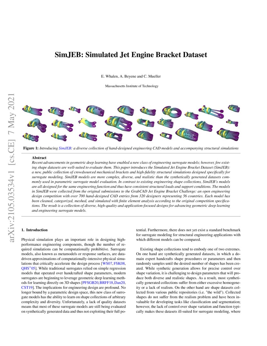 SimJEB: Simulated Jet Engine Bracket Dataset | DeepAI