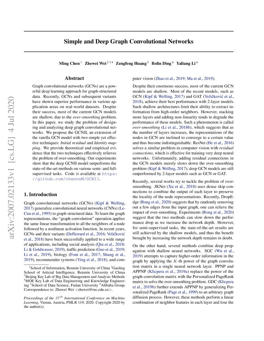 Simple and Deep Graph Convolutional Networks | DeepAI Simple and Deep Graph Convolutional Networks | DeepAI