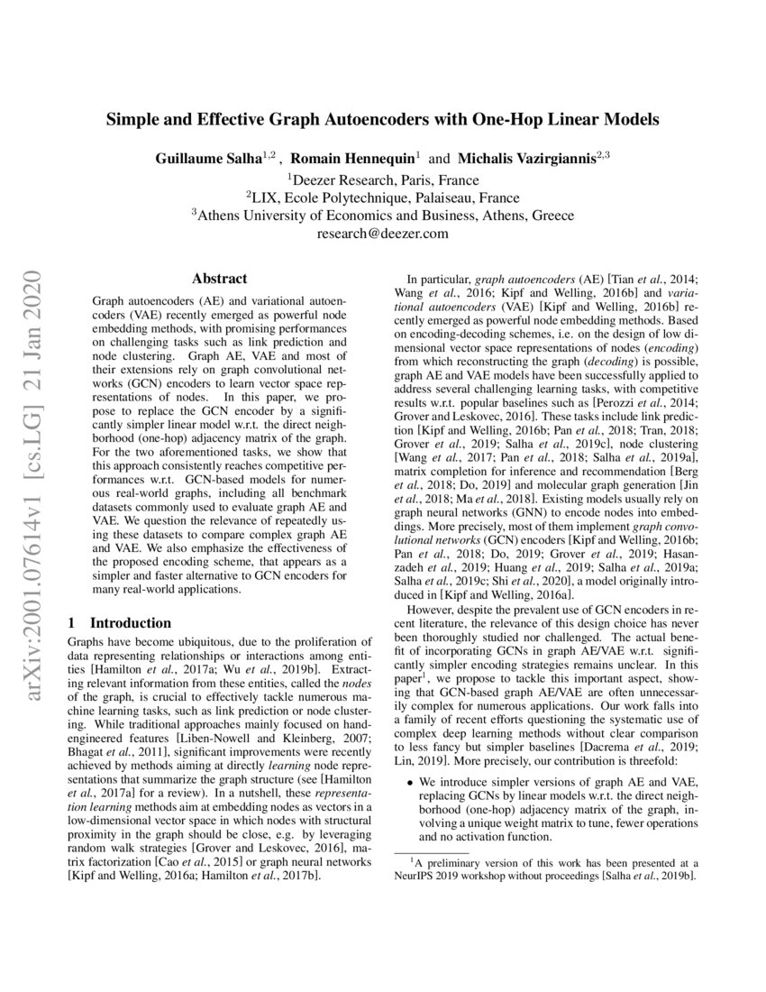 Simple and Effective Graph Autoencoders with One-Hop Linear Models | DeepAI