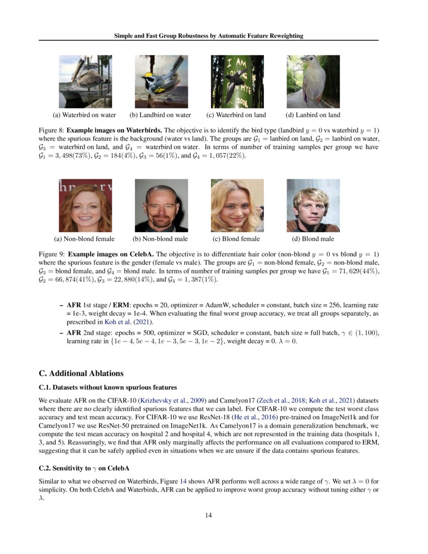 Simple and Fast Group Robustness by Automatic Feature Reweighting | DeepAI