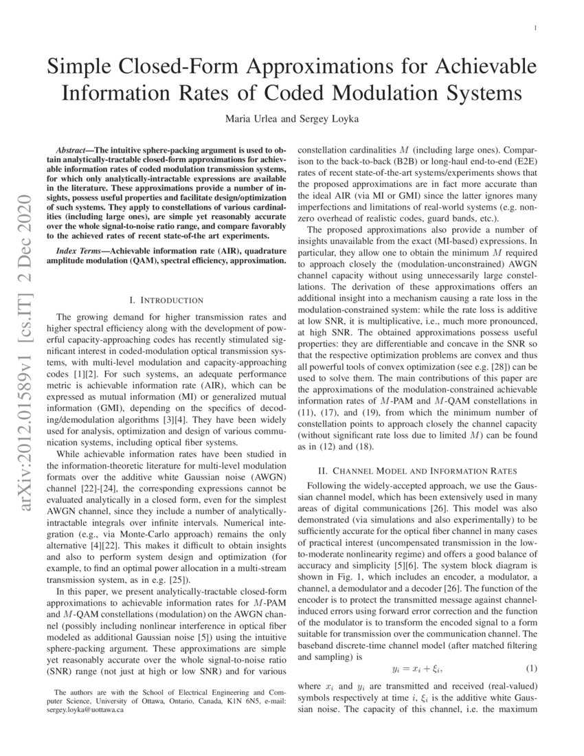 Simple Closed Form Approximations For Achievable Information Rates Of Coded Modulation Systems