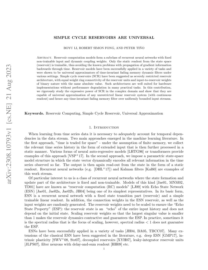 Simple Cycle Reservoirs are Universal | DeepAI