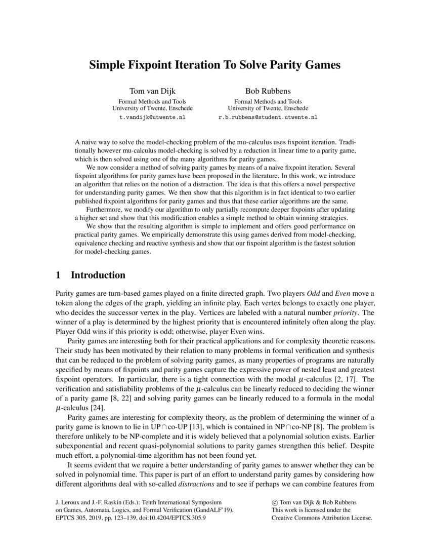 Simple Fixpoint Iteration To Solve Parity Games | DeepAI