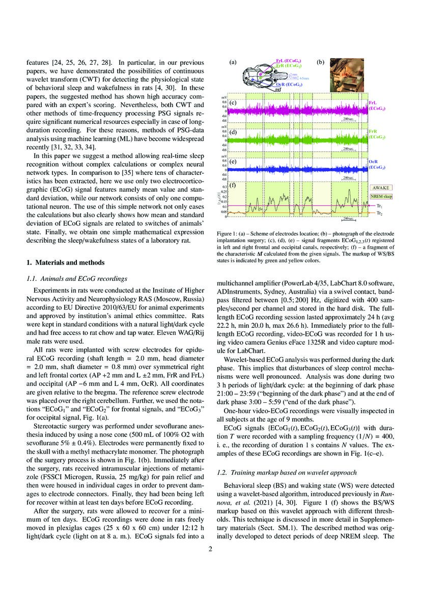 Simple method for detecting sleep episodes in rats ECoG using machine learning | DeepAI