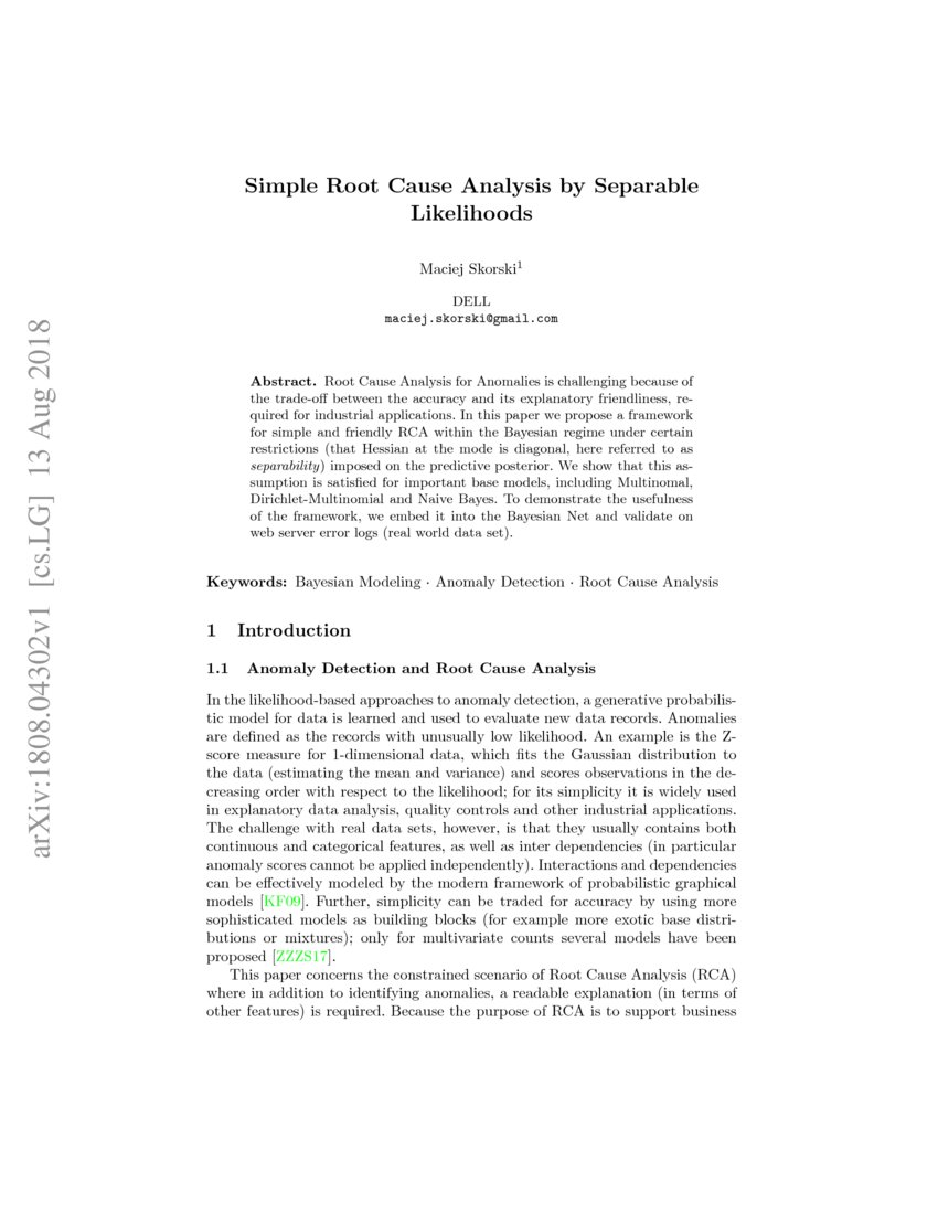 Simple Root Cause Analysis by Separable Likelihoods | DeepAI