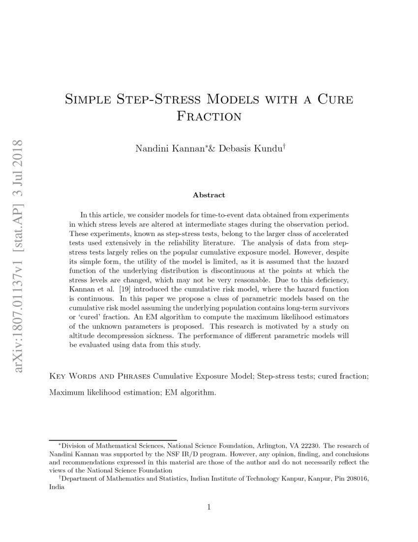 Simple Step-Stress Models with a Cure Fraction | DeepAI