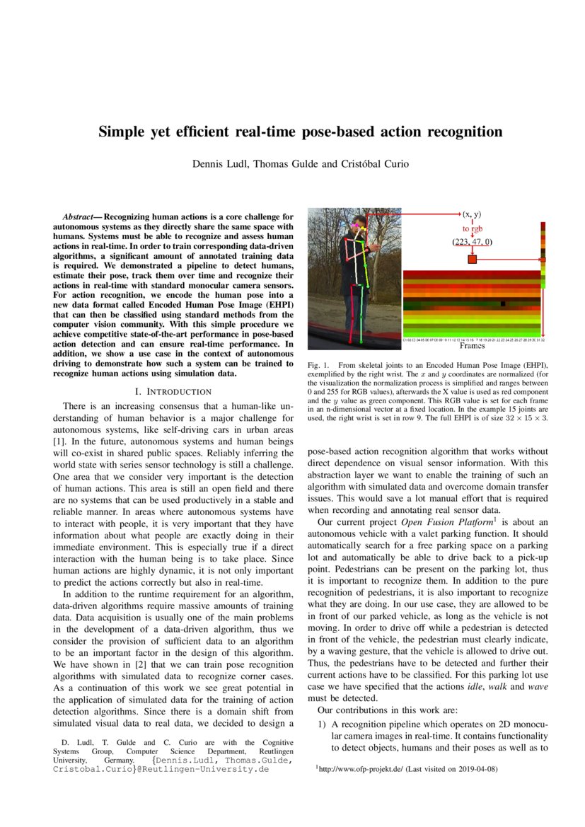 Simple yet efficient real-time pose-based action recognition | DeepAI