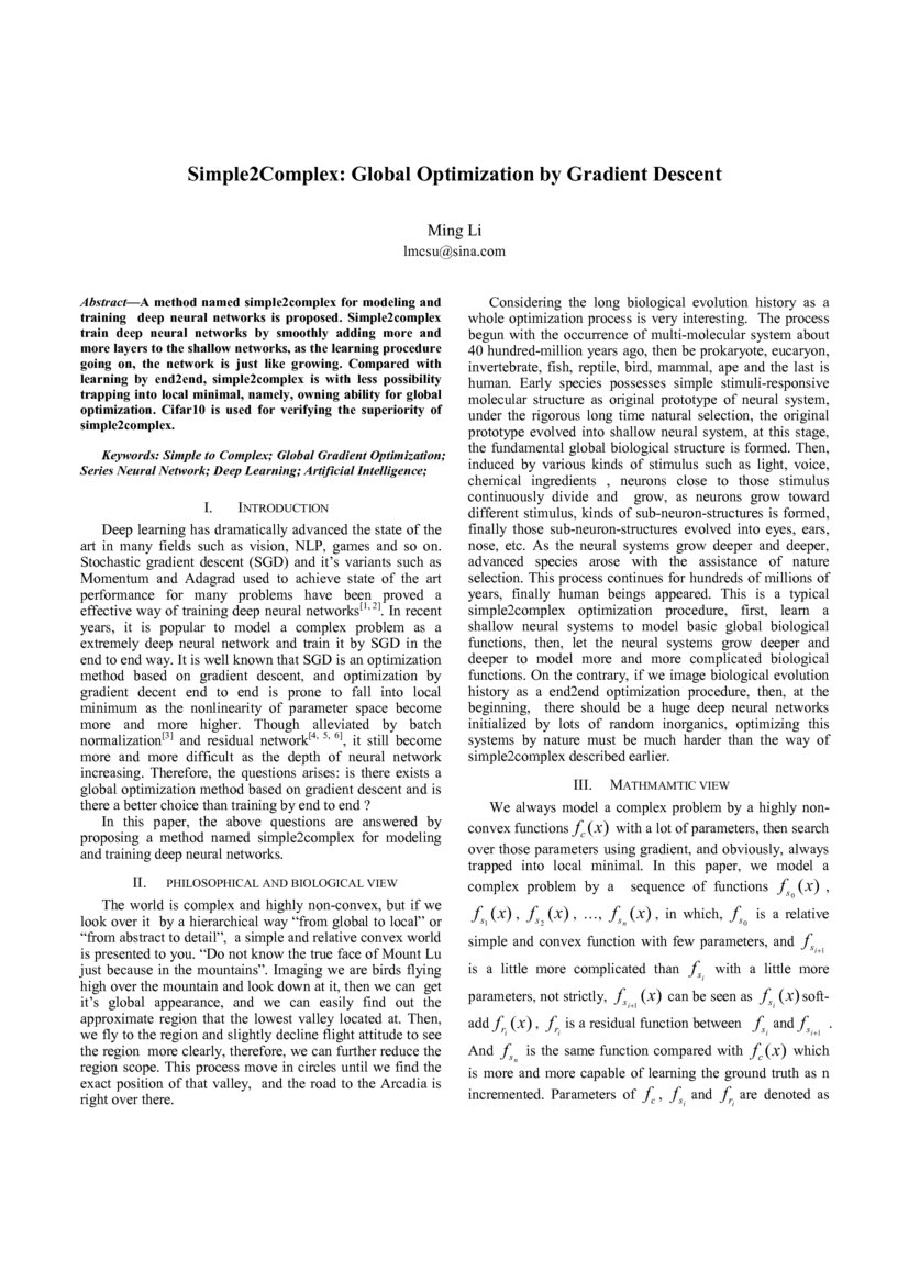 Simple2Complex: Global Optimization by Gradient Descent | DeepAI