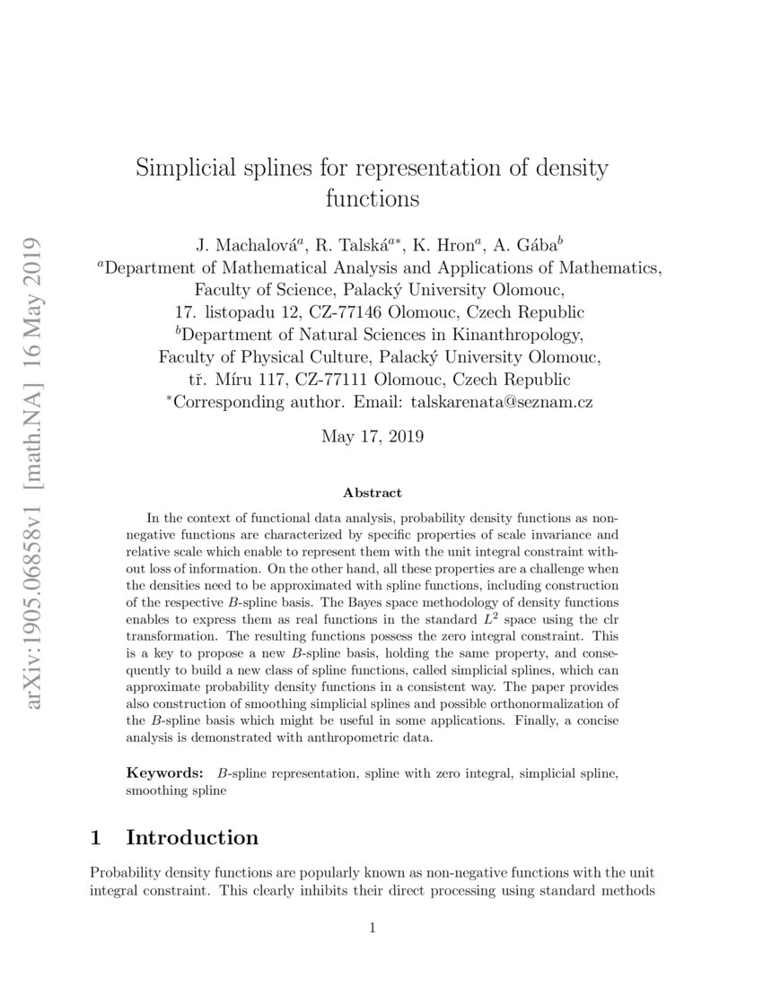 Simplicial Splines For Representation Of Density Functions Deepai 