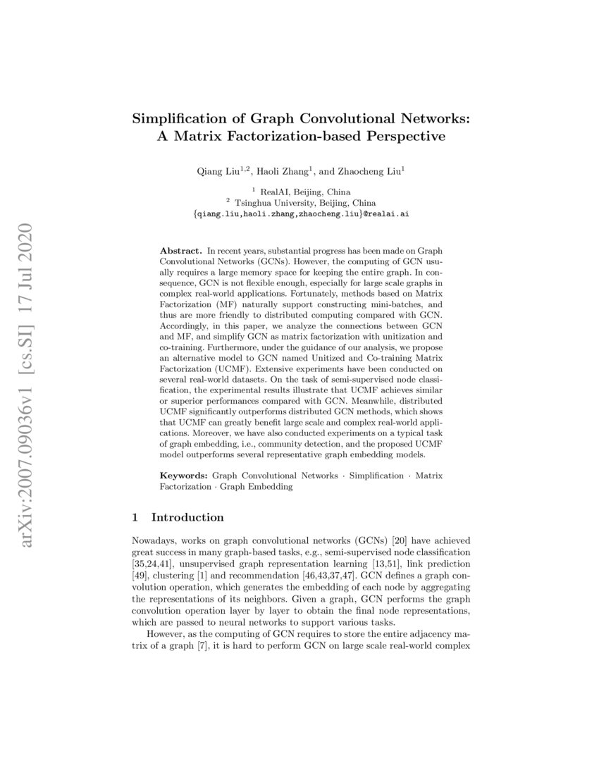 Simplification of Graph Convolutional Networks: A Matrix Factorization-based Perspective | DeepAI