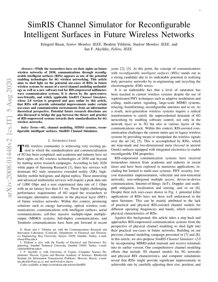 SimRIS Channel Simulator for Reconfigurable Intelligent Surfaces in ...