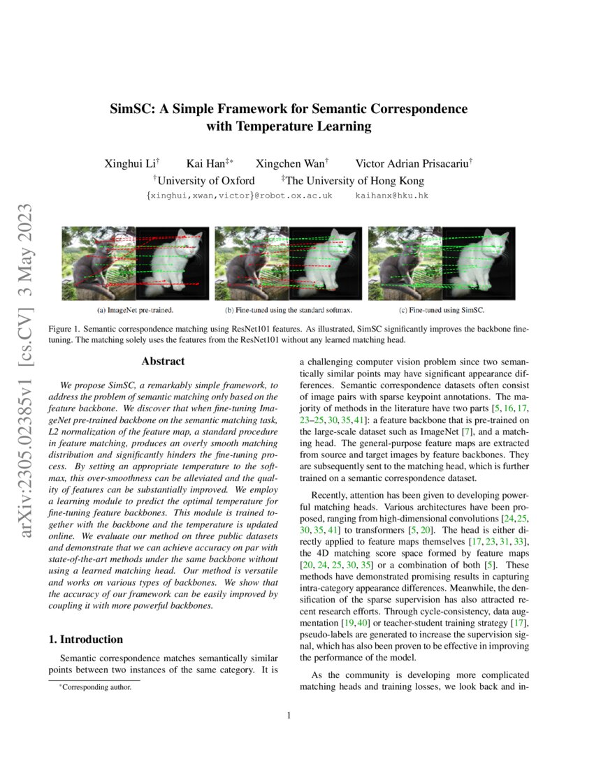 SimSC: A Simple Framework for Semantic Correspondence with Temperature Learning | DeepAI