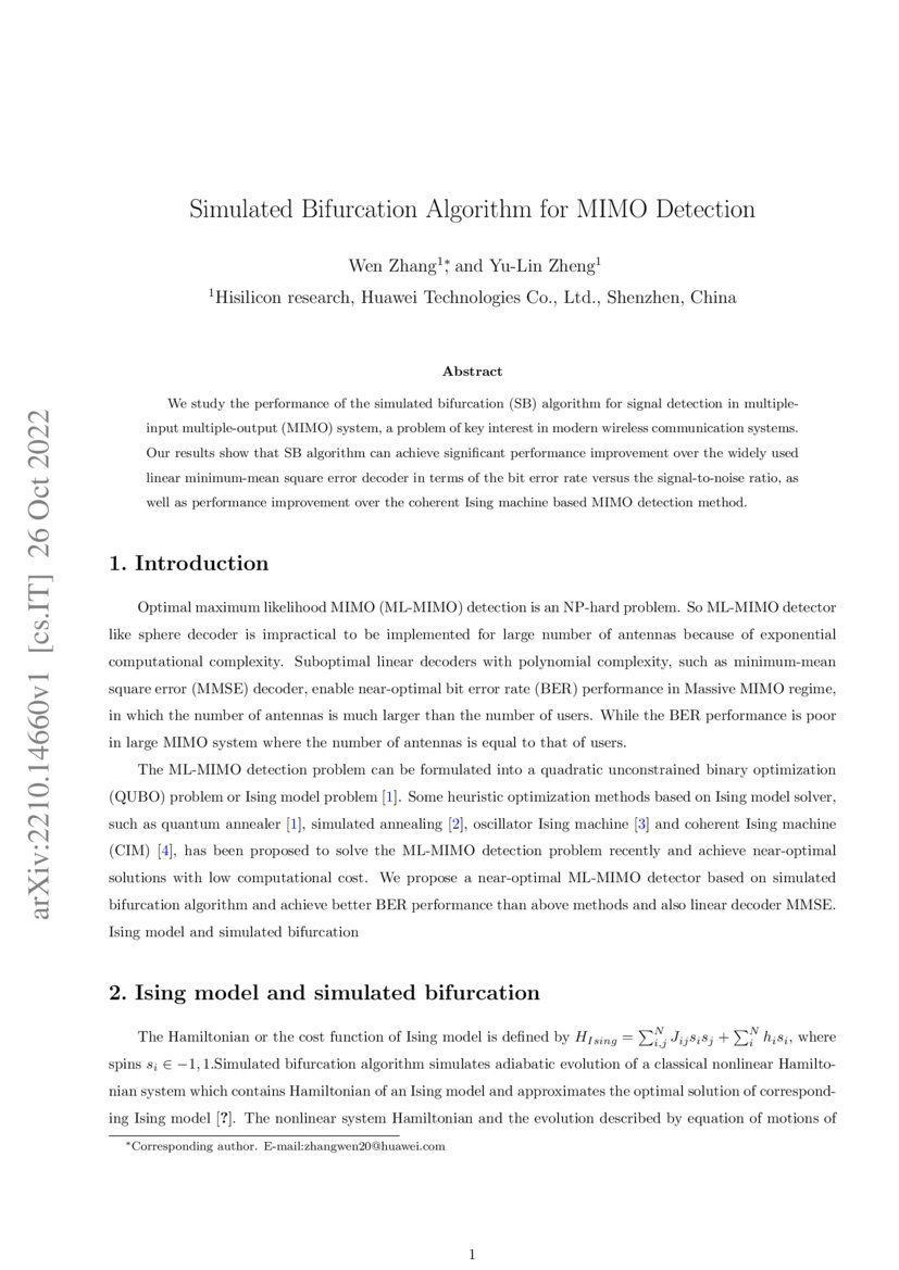 Simulated Bifurcation Algorithm For Mimo Detection Deepai 8858