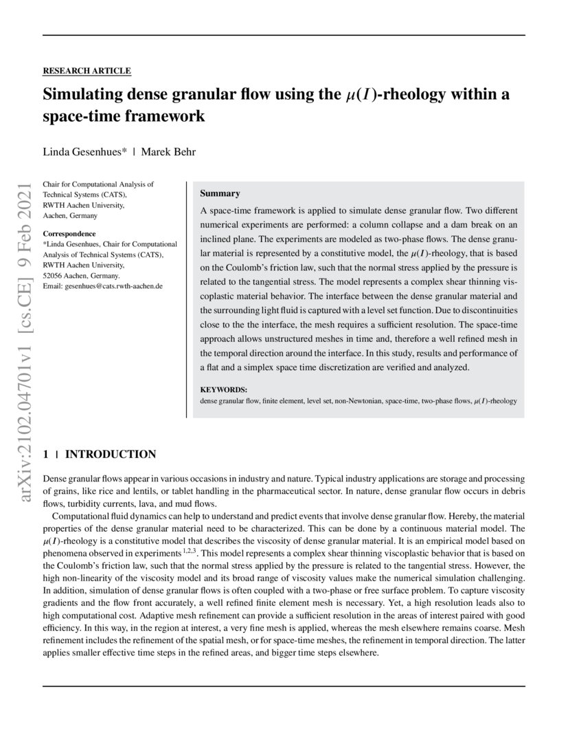 Simulating dense granular flow using the μ(I)-rheology within a space ...
