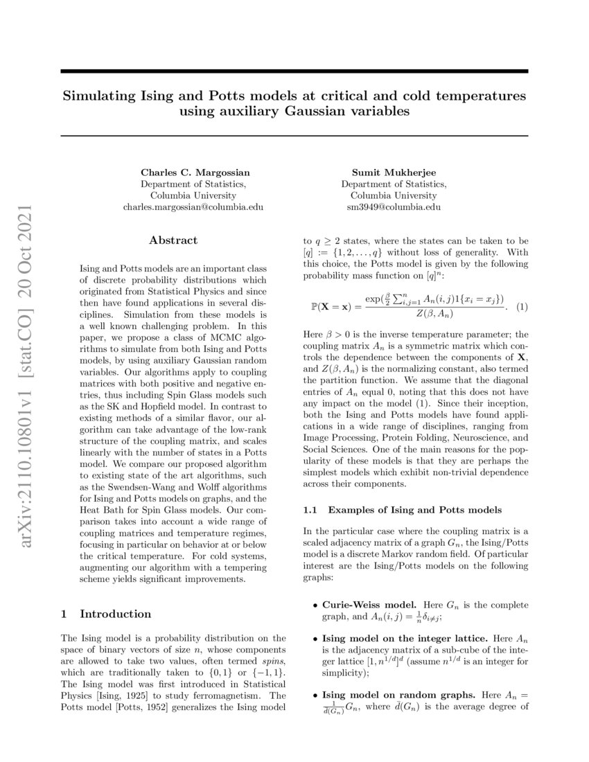 Simulating Ising and Potts models at critical and cold temperatures using auxiliary Gaussian ...